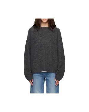 THE FRANKIE SHOP Oversized Crew Neck Knitted Sweater - Black