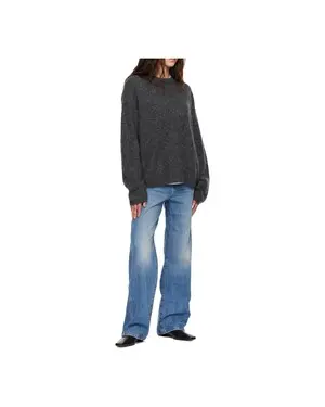 THE FRANKIE SHOP Oversized Crew Neck Knitted Sweater - Black