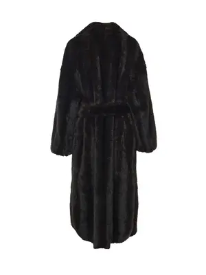 THE FRANKIE SHOP Belted Faux Fur Coat - Brown
