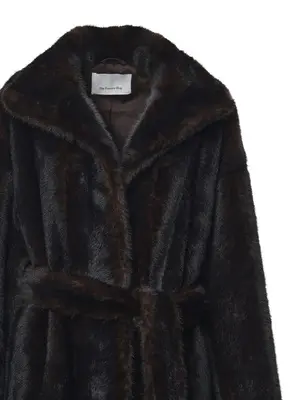 THE FRANKIE SHOP Belted Faux Fur Coat - Brown