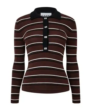 GANNI Merino Polo - Black