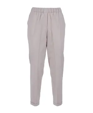 Antonelli Firenze Casual Trousers With An Elasticated Waistband And Rolled Hems - Light Brown