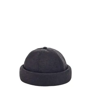 Giorgio Armani Docker Hat In Wool And Cashmere With Leather Details - Brown