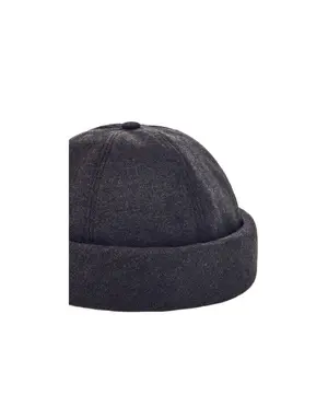 Giorgio Armani Docker Hat In Wool And Cashmere With Leather Details