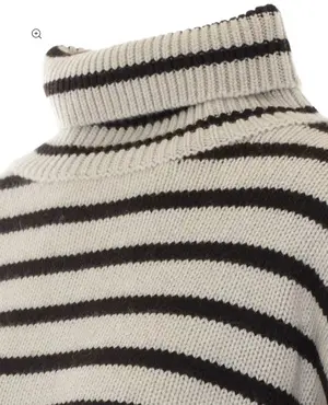 LISA YANG Striped Roll-neck Sweater - Beige/black
