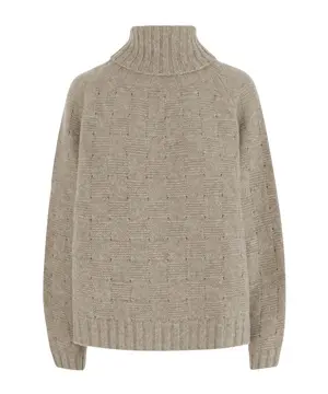 ALLUDE Geometric Pattern Turtleneck Sweater