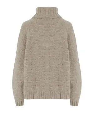 ALLUDE Geometric Pattern Turtleneck Sweater