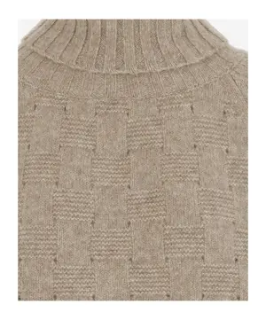 ALLUDE Geometric Pattern Turtleneck Sweater