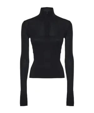 THE FRANKIE SHOP Half Zip Turtleneck Slim Knit Top