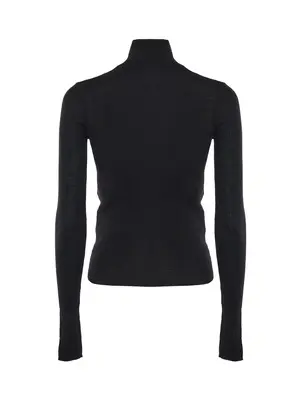 THE FRANKIE SHOP Half Zip Turtleneck Slim Knit Top