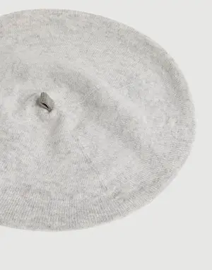 Brunello Cucinelli Monili-embellished Knitted Beret - Pebble