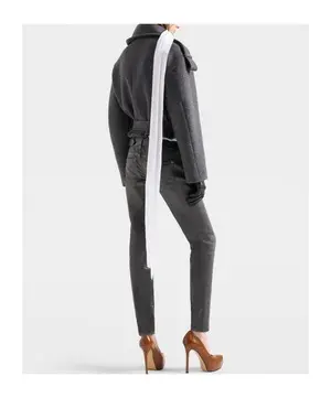 7 For All Mankind Double-breasted Cropped Wool Coat With A High Neck