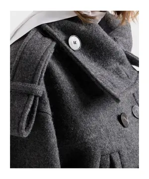 7 For All Mankind Double-breasted Cropped Wool Coat With A High Neck