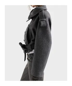7 For All Mankind Double-breasted Cropped Wool Coat With A High Neck