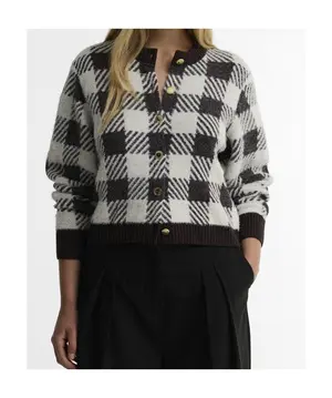 Barbour Gingham Check Knit Cardigan