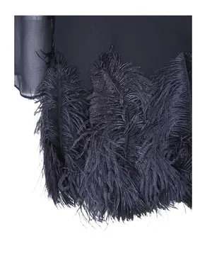 SEMICOUTURE Feather-hem Mesh Mini Dress