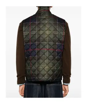 Barbour Tartan Pattern Quilted Waistcoat