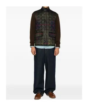 Barbour Tartan Pattern Quilted Waistcoat