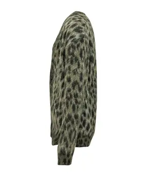 LANEUS Leopard Print V-neck Cardigan