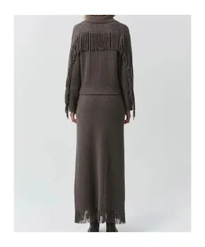 Simkhai Fringe Knit Top - Brown