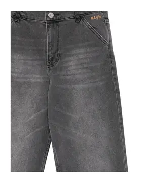 MSGM Faded-effect Logo-embroidered Jeans