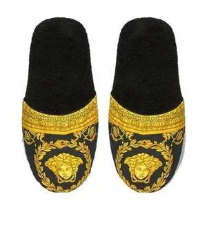 Versace Medusa Printed Flat Slippers - Black