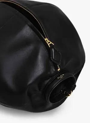 Alaïa Paneled Polished Leather Clutch - Black