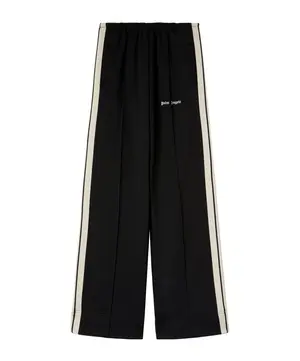 Palm Angels Logo Embroidered Wide Leg Track Pants