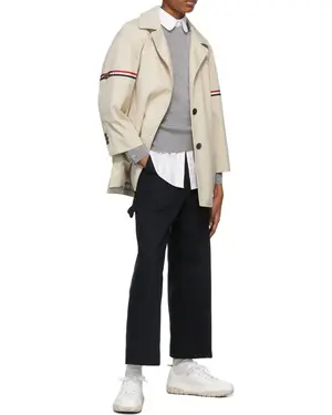 Thom Browne Rwb Striped Single-breasted Coat