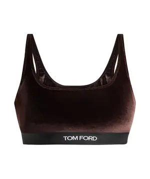 TOM FORD Stretch Lustrous Velour Signature Bralette - Black