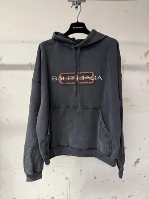 Balenciaga Logo Printed Drawstring Hoodie