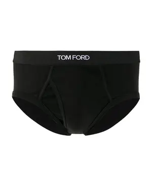 TOM FORD Logo Waistband Stretched Briefs - Black
