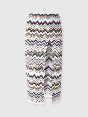 Missoni Zig Zag Viscose And Wool Midi Skirt With Slit