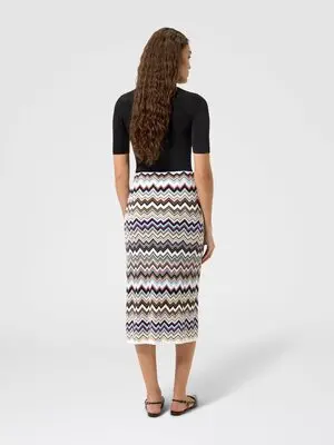Missoni Zig Zag Viscose And Wool Midi Skirt With Slit