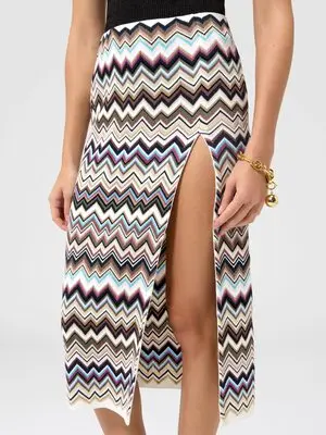 Missoni Zig Zag Viscose And Wool Midi Skirt With Slit