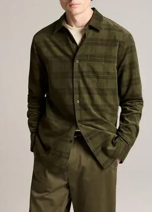 Vince Hamilton Plaid Cotton Corduroy Button-front Shirt - Night Leaf Combo