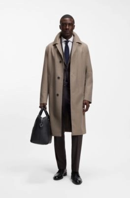 BOSS Houndstooth Virgin Wool Coat