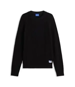 Hugo Relaxed-fit Cotton Sweater With Raglan Sleeves - Black