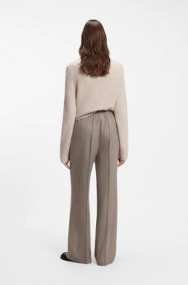 BOSS Flannel Drawstring Straight-fit Pants