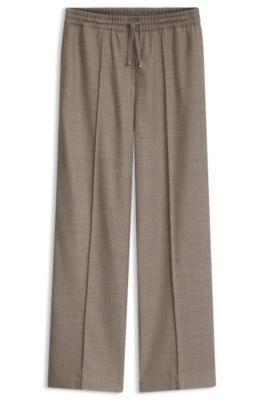 BOSS Flannel Drawstring Straight-fit Pants