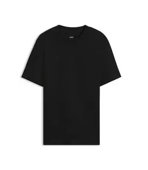 BOSS Corduroy-jacquard T-shirt In Mercerized Cotton - Black