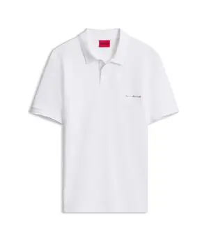 Hugo Cotton Piqué Polo Shirt With Logo Detail - White