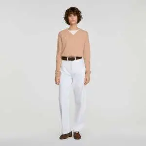 Sandro Cable Knit 2-in-1 Pullover - Beige