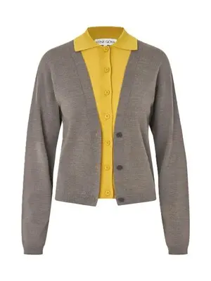 Stine Goya Layered Long Sleeve Cardigan - Gray