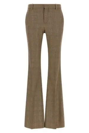 Saint Laurent Prince Of Wales Houndstooth Flared Trousers