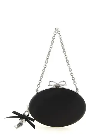 SELF-PORTRAIT Satin Oval Clutch - Black