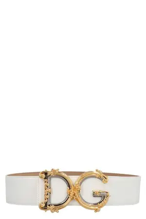 Dolce & Gabbana Dg Barocco Leather Belt - White