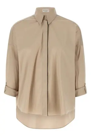Brunello Cucinelli Monile-trimmed Stretch Cotton Poplin Shirt