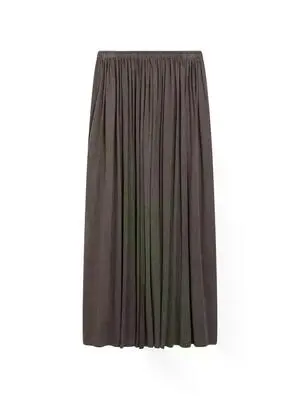 Max Mara Long Pleated Skirt In Lightweight Jersey - Brown