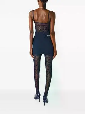 MARINE SERRE Moonogram Flock Mesh Top